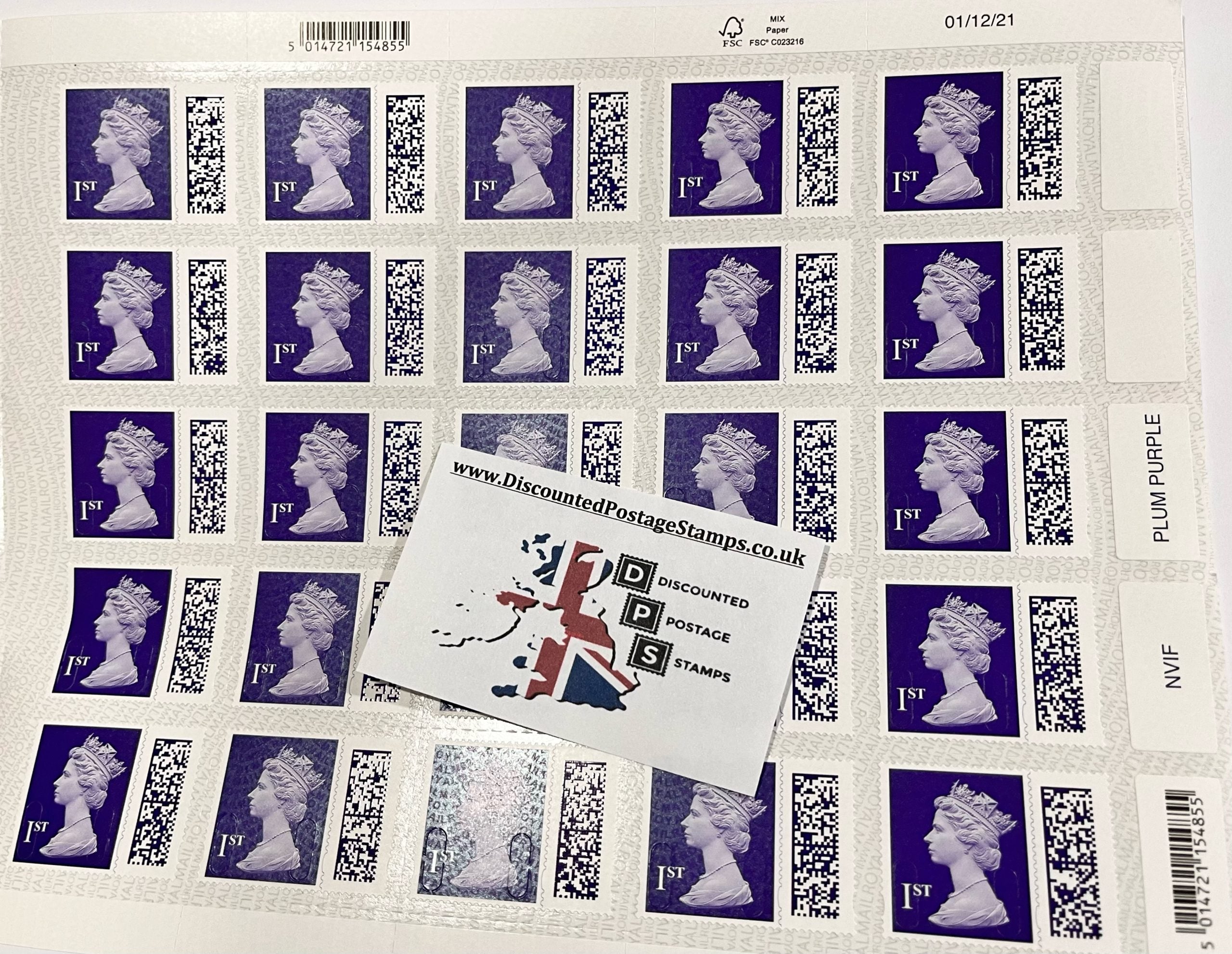 NEW 25 x 1st Class Stamps Purple (QR Coded) Self Adhesive *13% DISCOUN ...